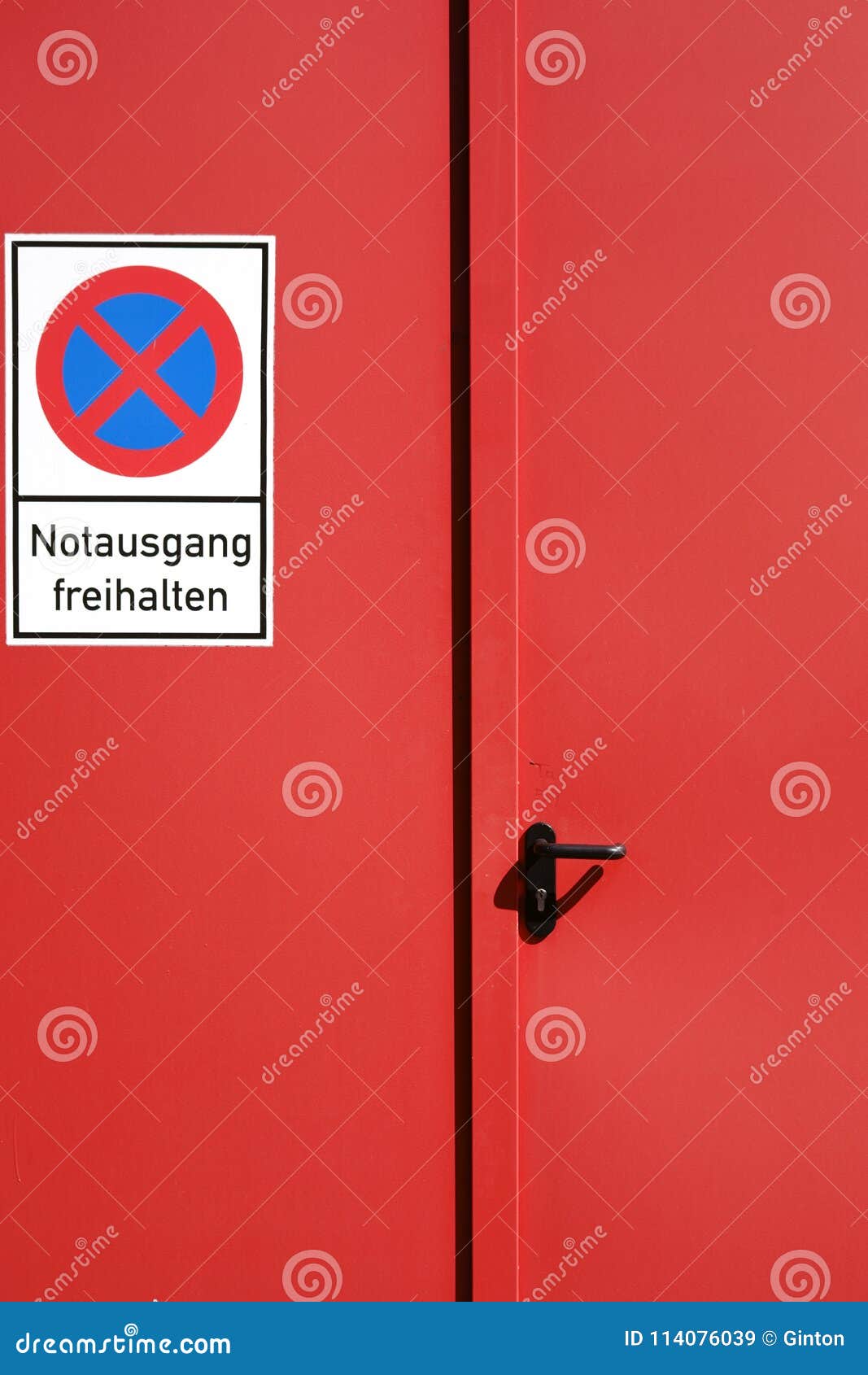 Red painted emergency exit stock image. Image of road - 114076039