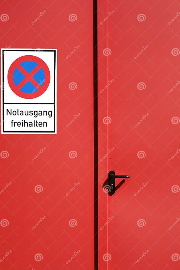 Red painted emergency exit stock image. Image of road - 114076039