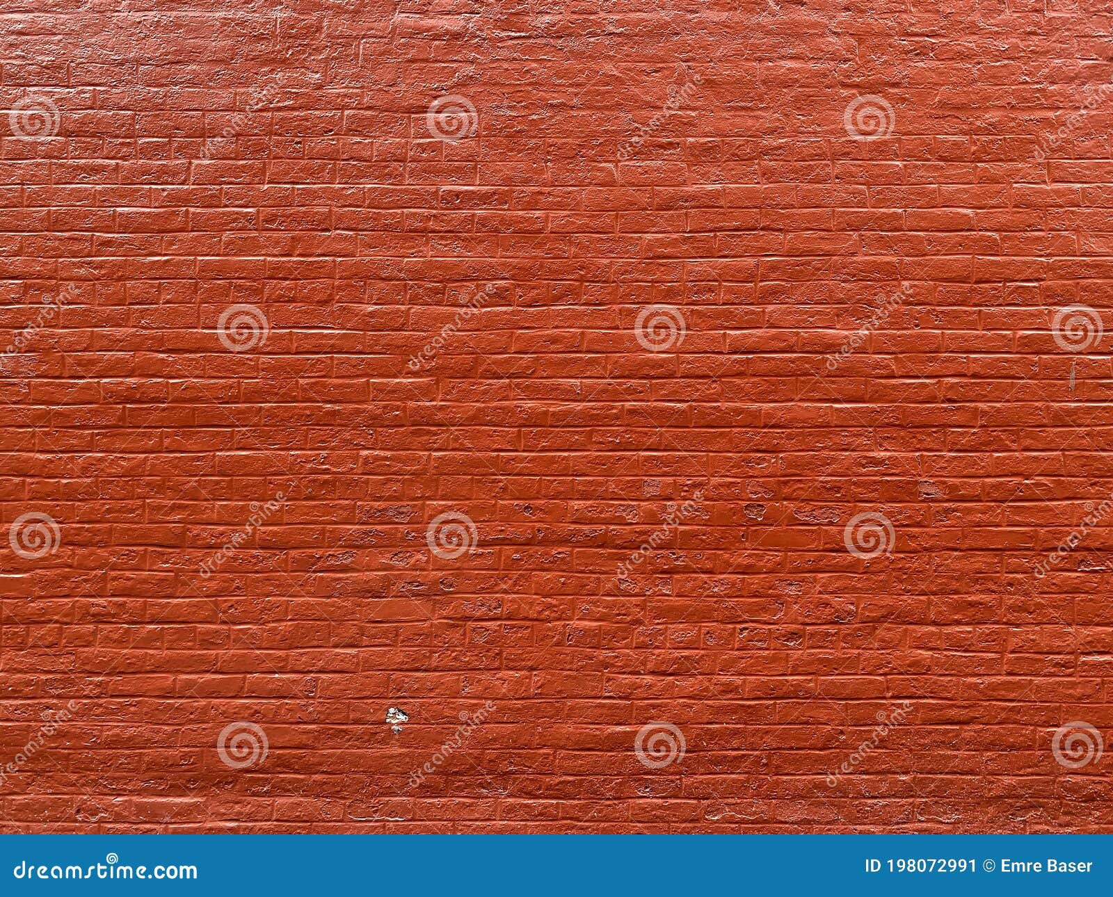 Bright Red Painted Old Brick Wall Stock Image - Image of horizontal ...