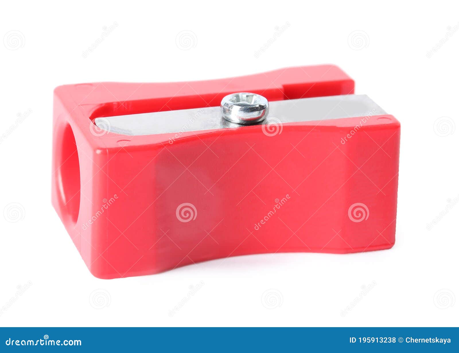 Bright Red Pencil Sharpener Isolated on White. Stock Photo - Image of ...