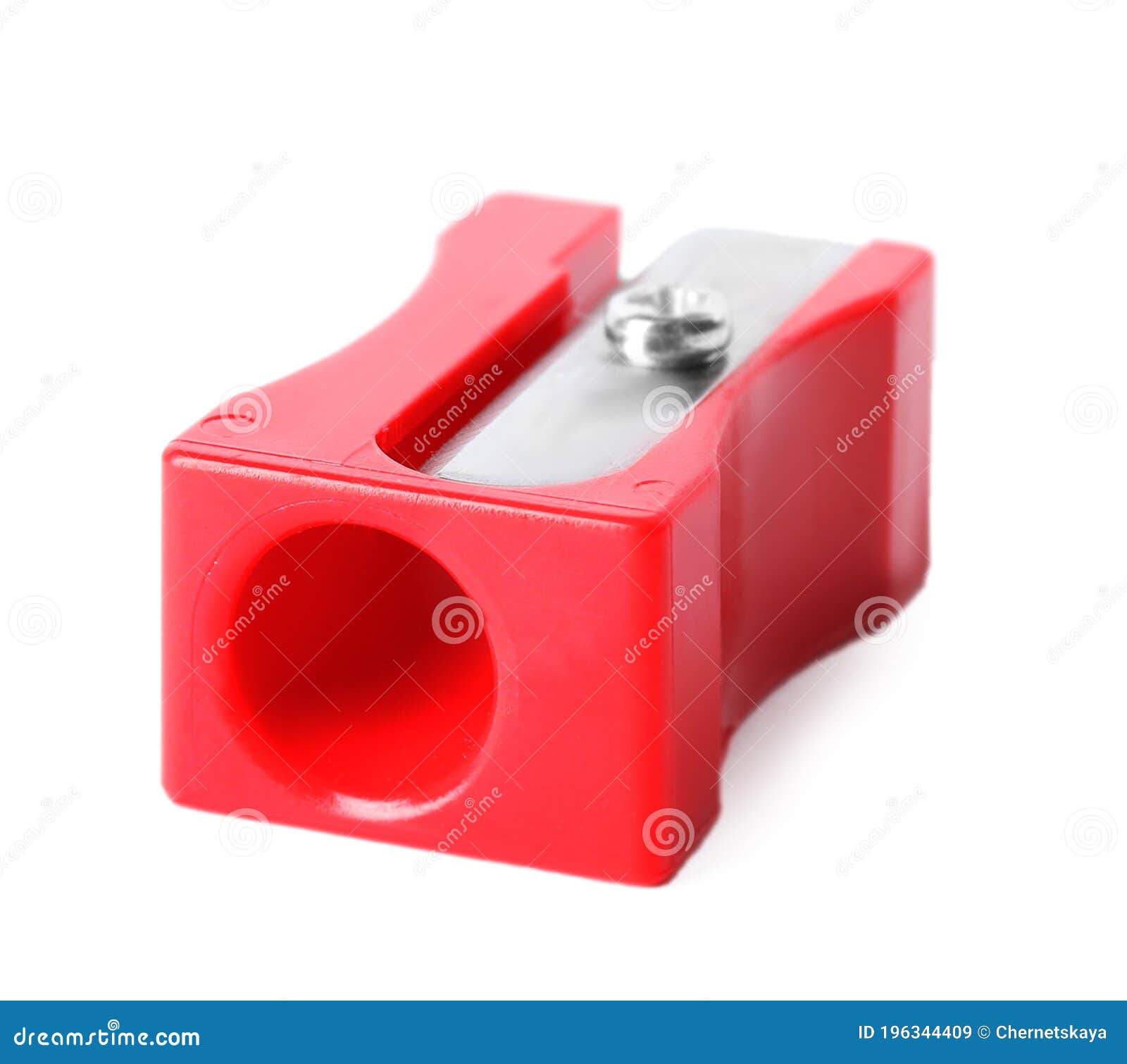 Bright Red Pencil Sharpener Isolated on White. School Stationery Stock ...