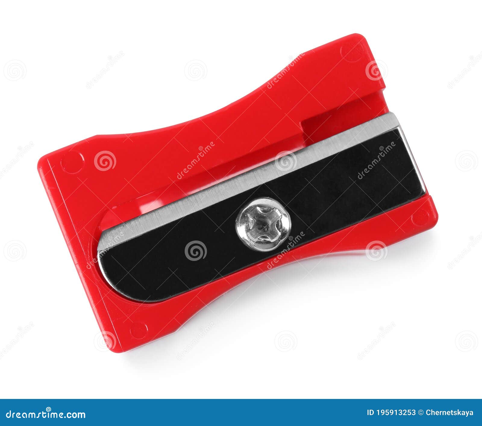 Bright Red Pencil Sharpener Isolated on White, Top View. Stock Image ...