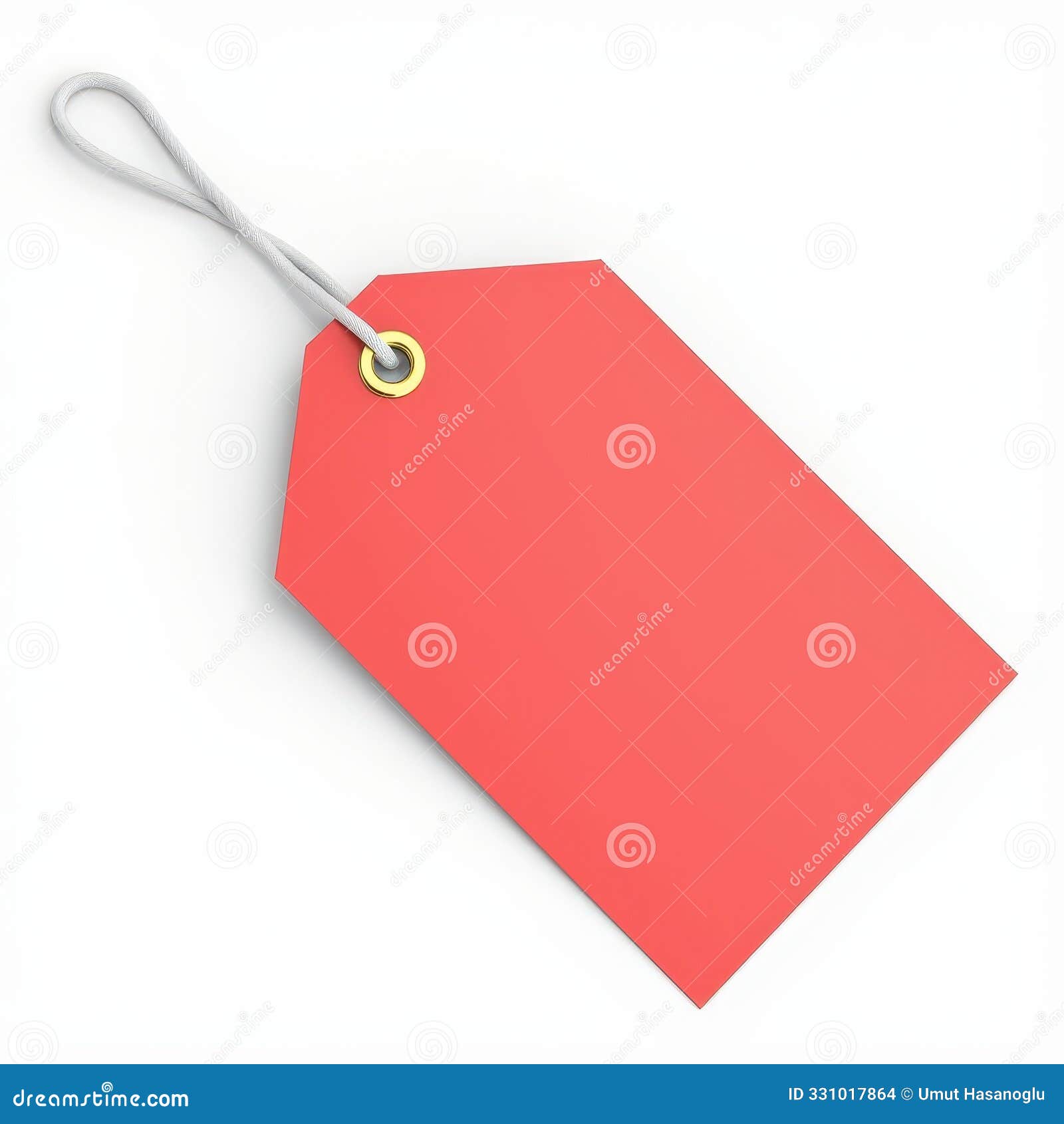 A Bright Red Price Tag with a White String, Isolated on a White ...