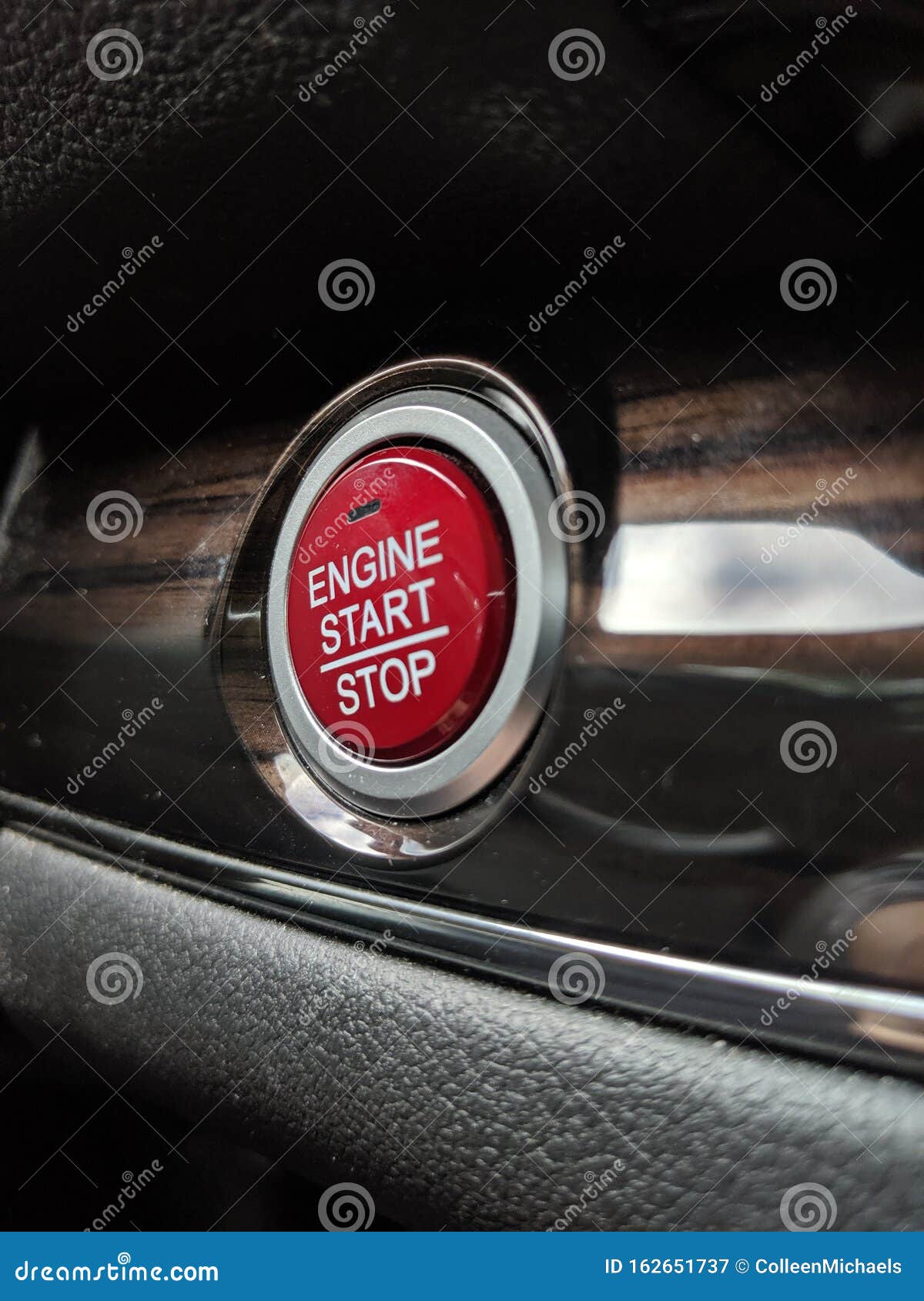 Bright Red Push Start Button for Keyless Car Ignition Stock Image ...