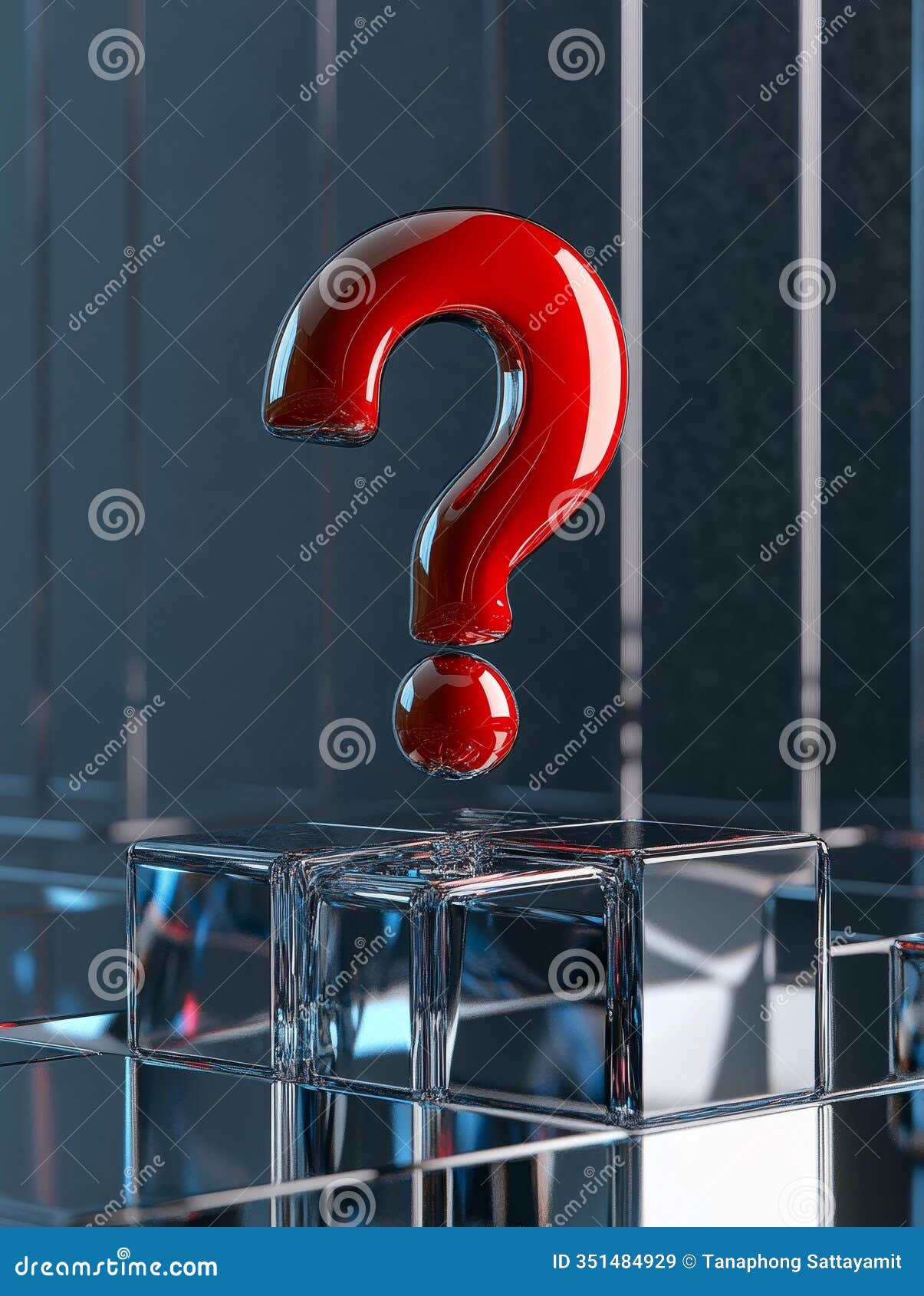 Bright Red Question Mark on Glass Cubes a Shiny Bright Red Question ...