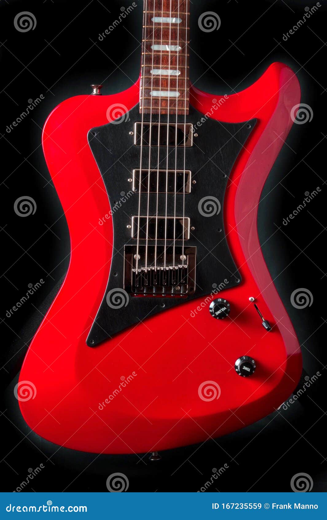Bright Red Rock and Roll Electric Guitar Stock Image - Image of knob ...