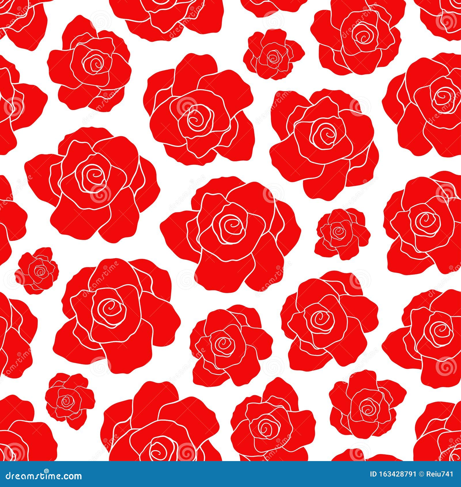 Bright Red Rose Seamless Pattern Stock Vector - Illustration of ...