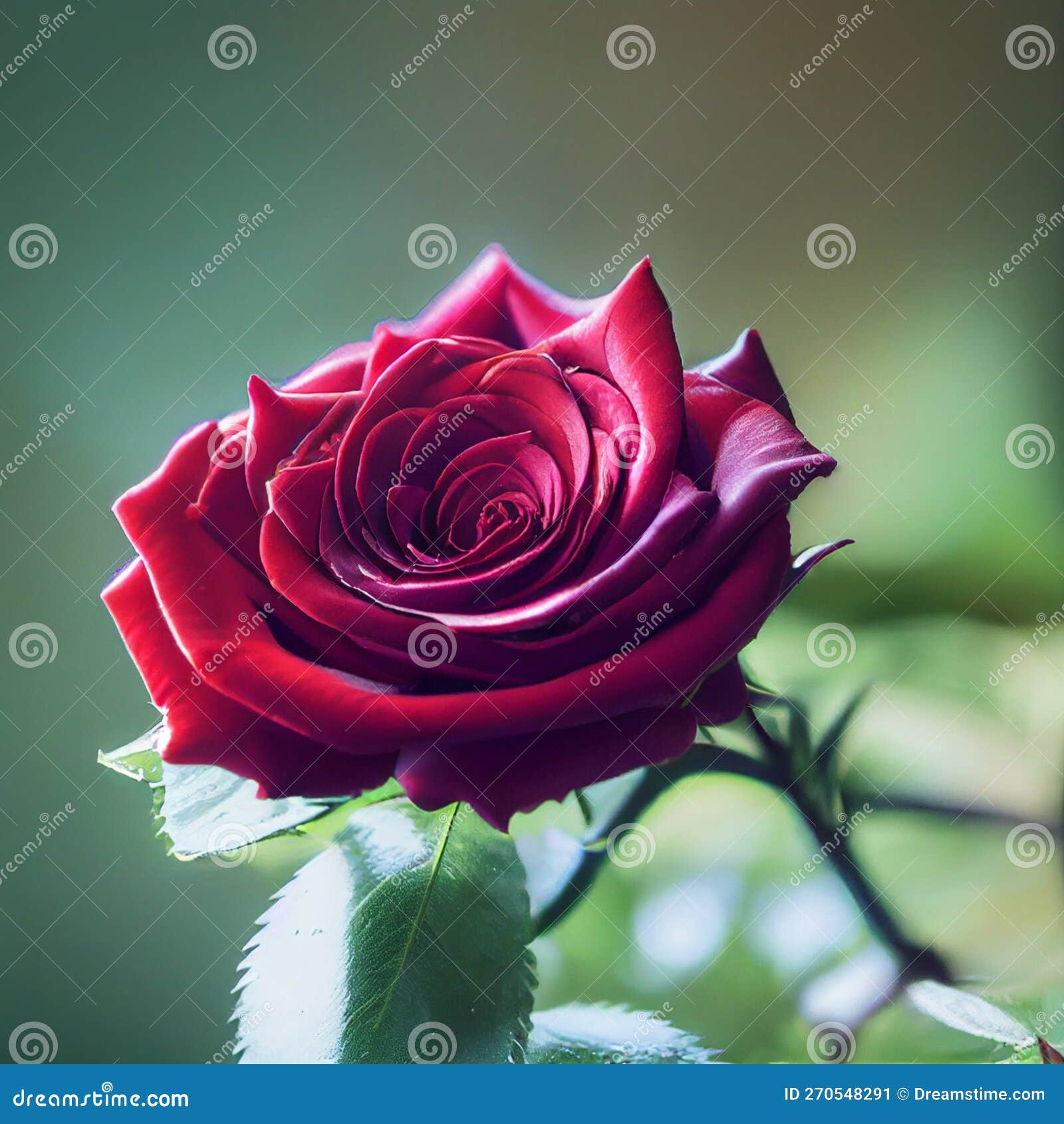 A bright red rose stock illustration. Illustration of green - 270548291