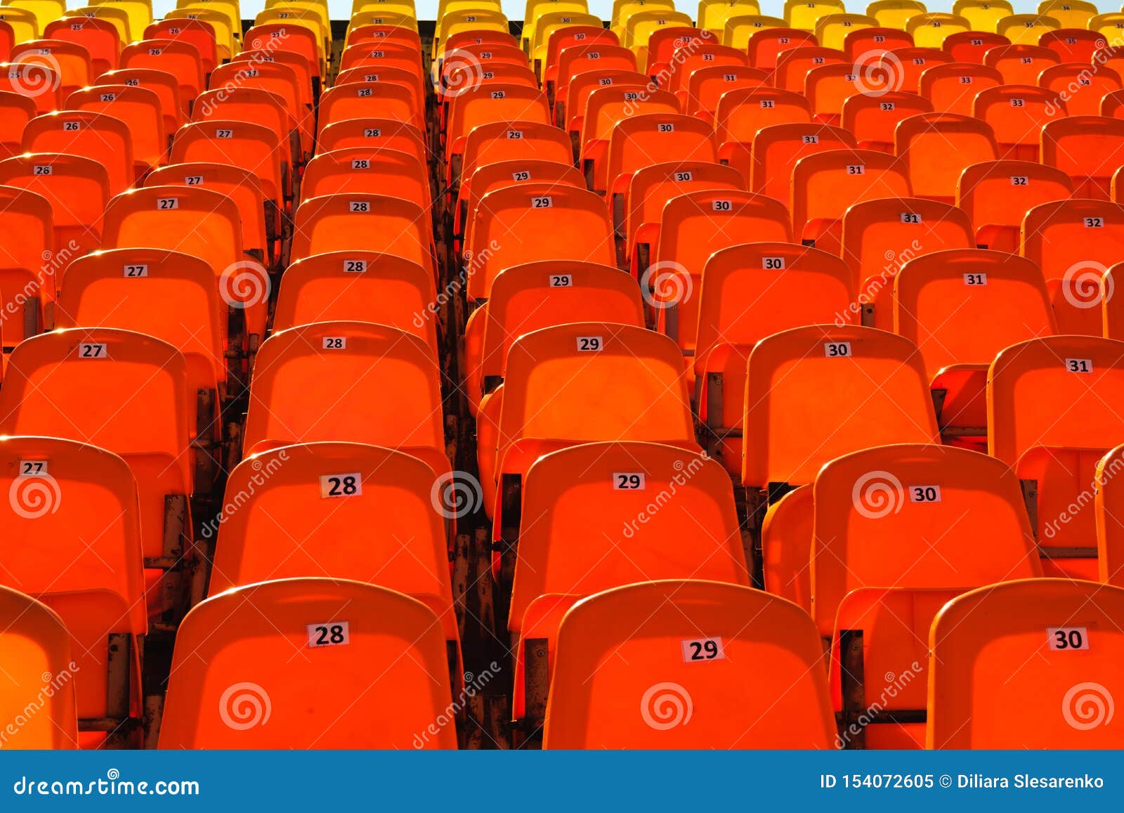Bright Red Rows of Seats in the Stadium Stock Image - Image of audience ...
