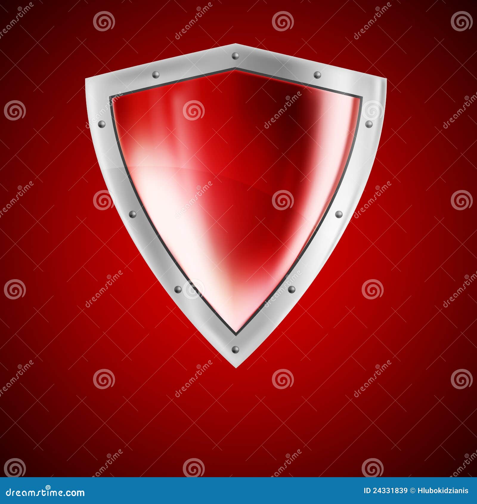 Bright red shield stock vector. Illustration of stainless - 24331839