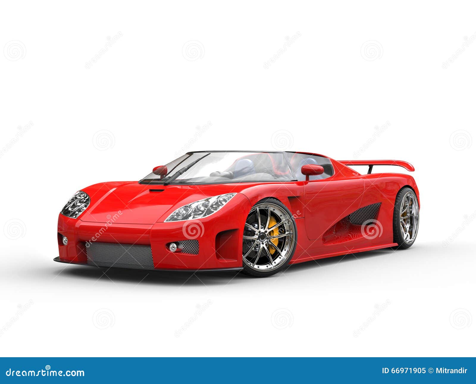 Bright Red Sports Car on White Background Stock Image - Image of ...