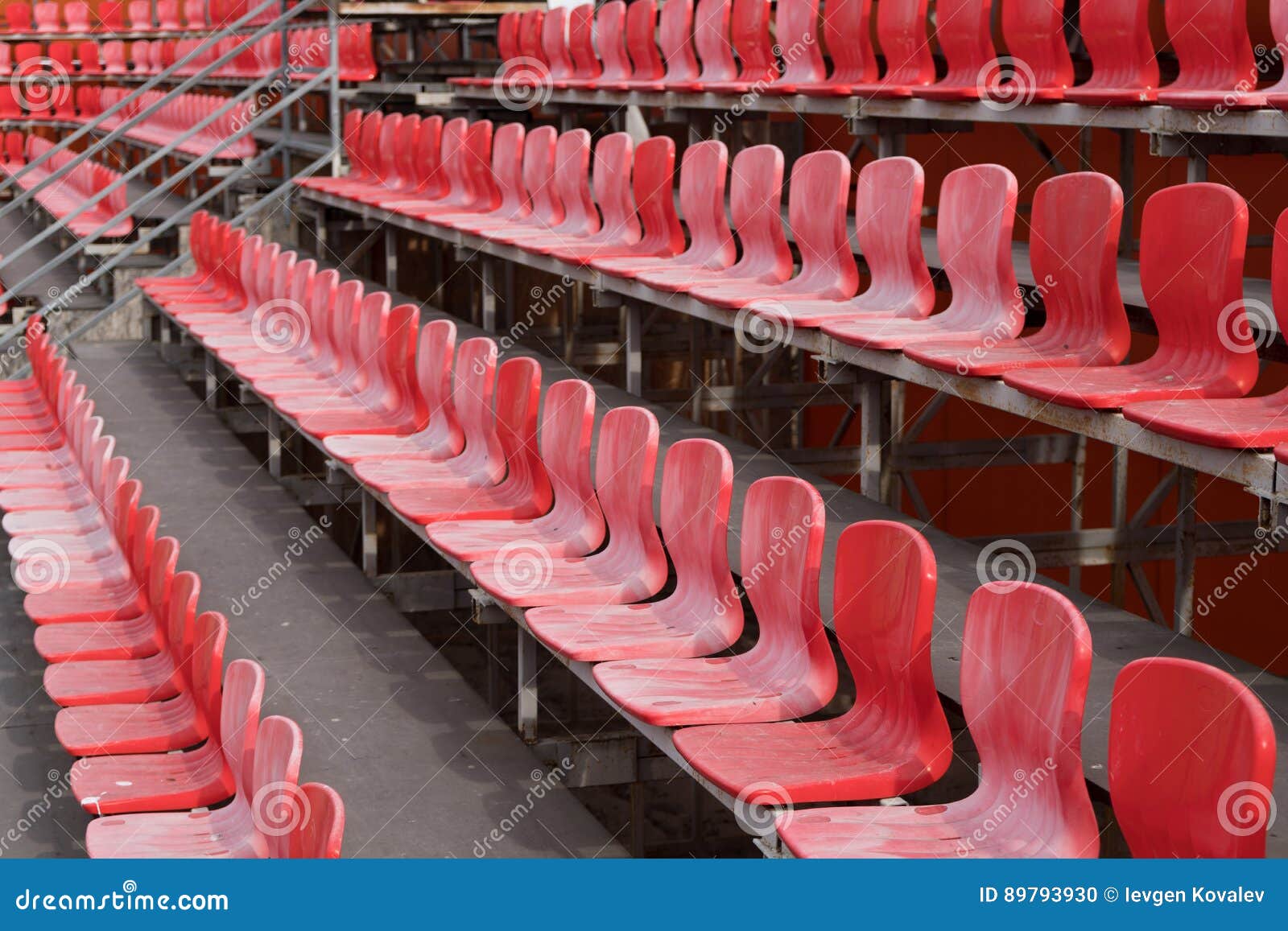 Bright red stadium seats stock photo. Image of sport - 89793930