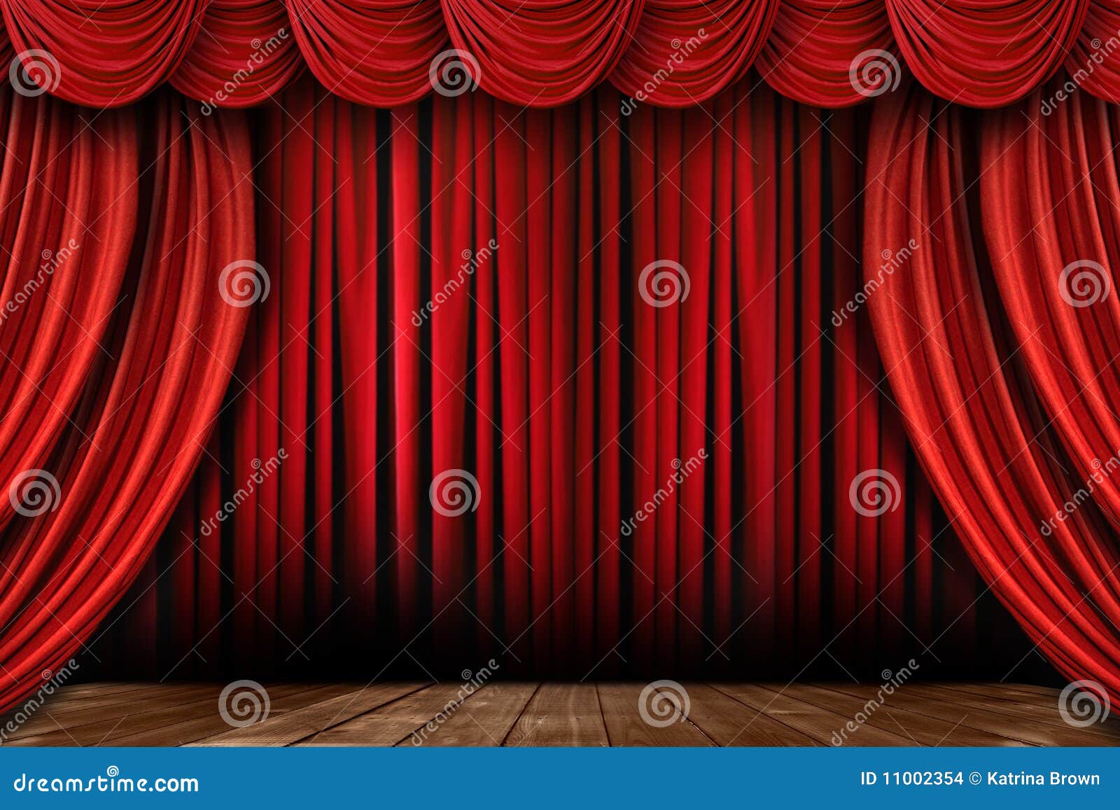 Bright Red Stage Drapes with Many Swags Stock Illustration ...
