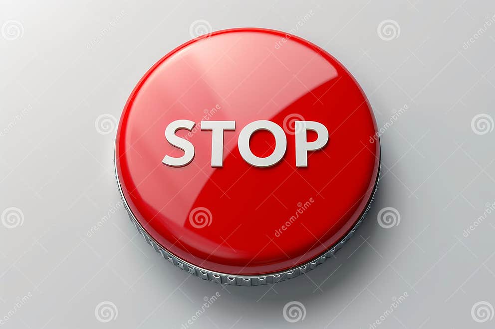 Bright Red Stop Button with the Text Stop Isolated on a Clean White ...