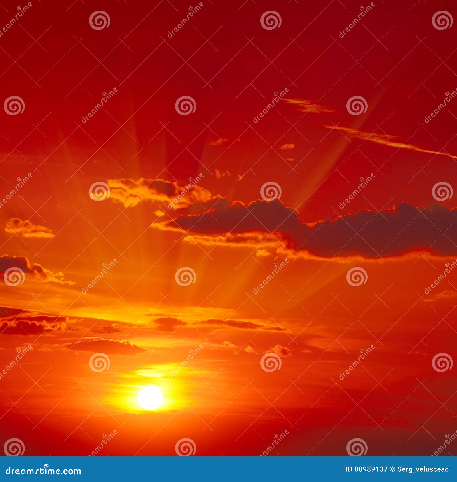 Bright red sunrise stock image. Image of nature, beam - 80989137