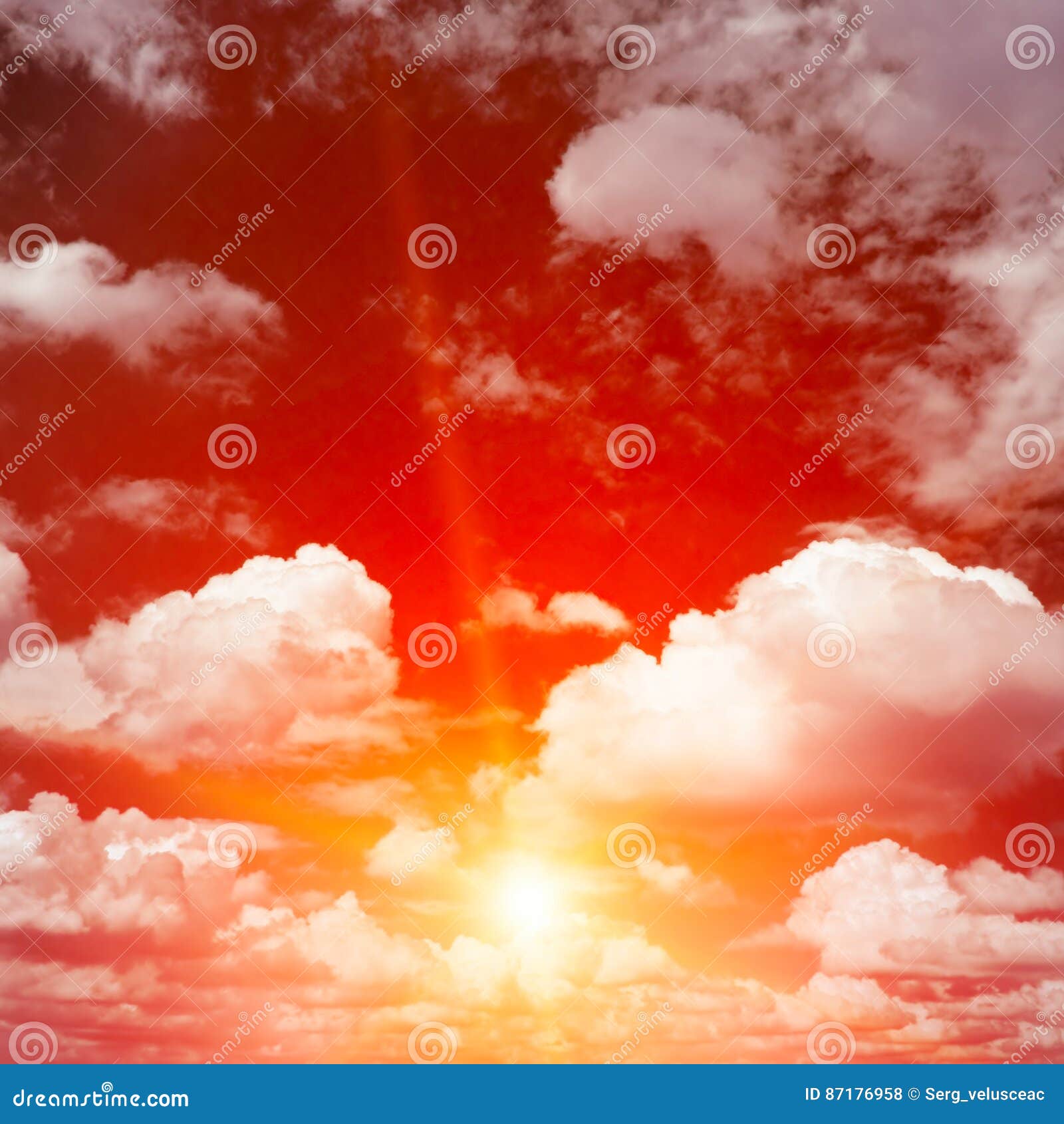 Bright red sunrise stock photo. Image of horizon, evening - 87176958