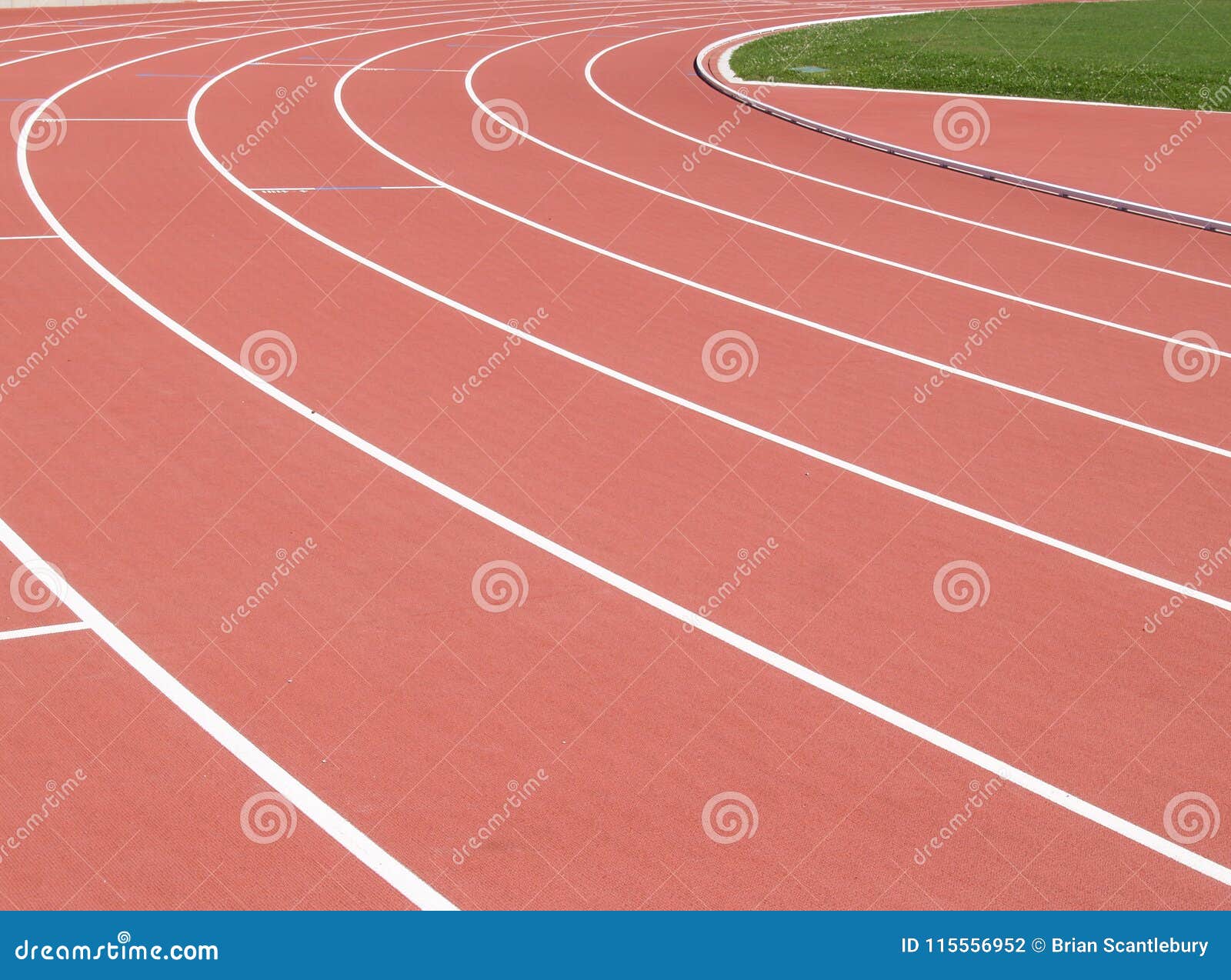 Bright Red Synthetic Running Track Stock Photo - Image of compete ...