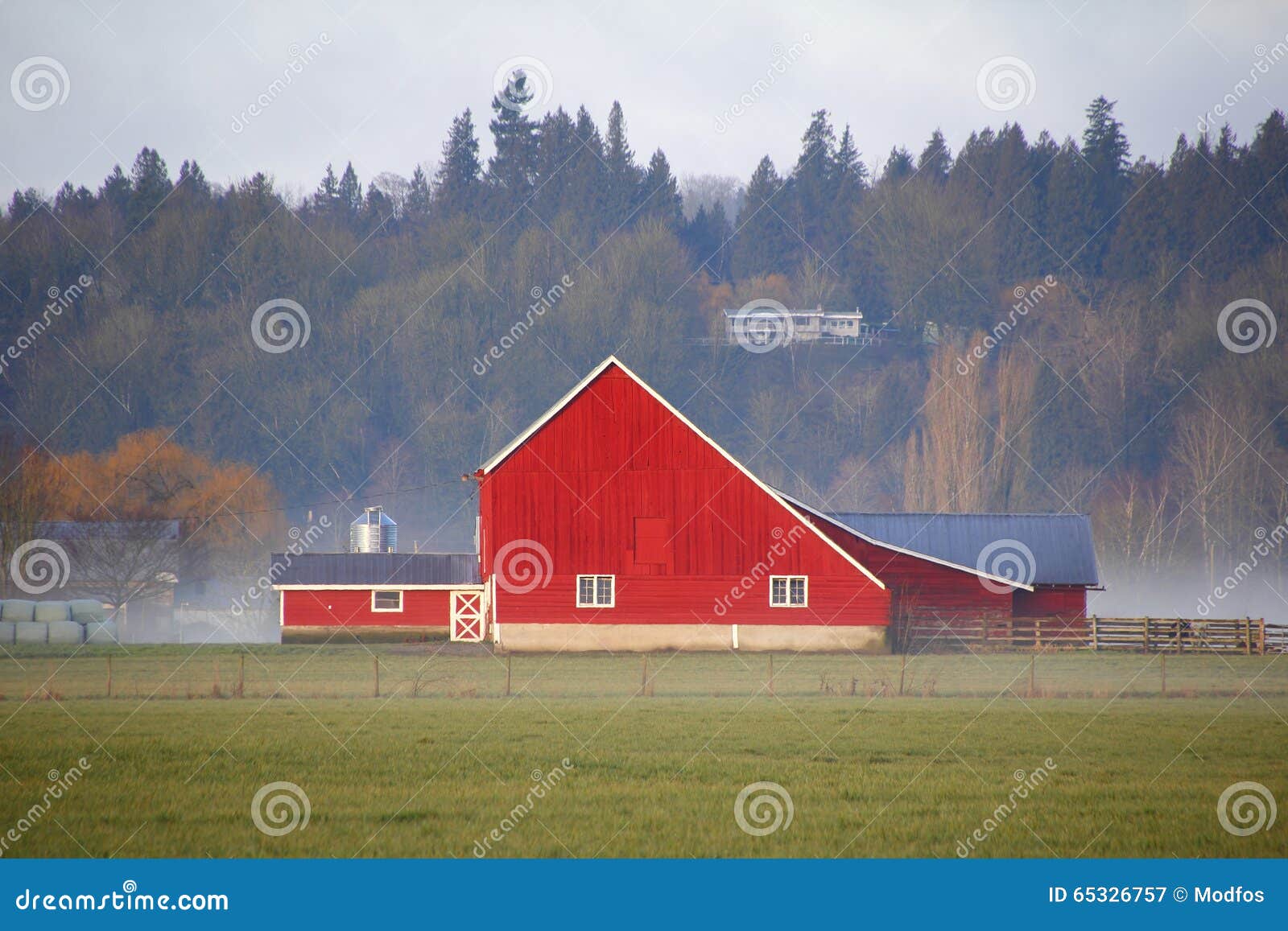 Bright Red Traditional Farm Building Stock Image - Image of country ...