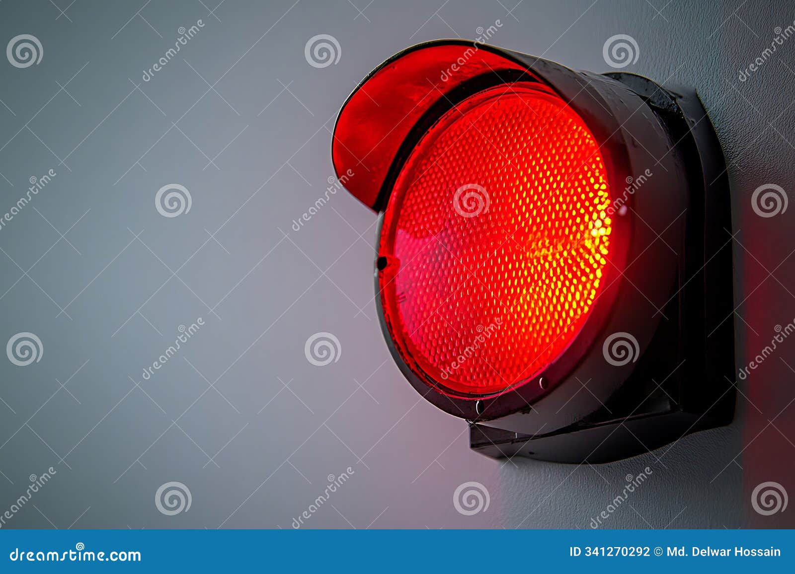 Bright Red Traffic Light Mounted on Wall Emitting Intense Glow Stock ...