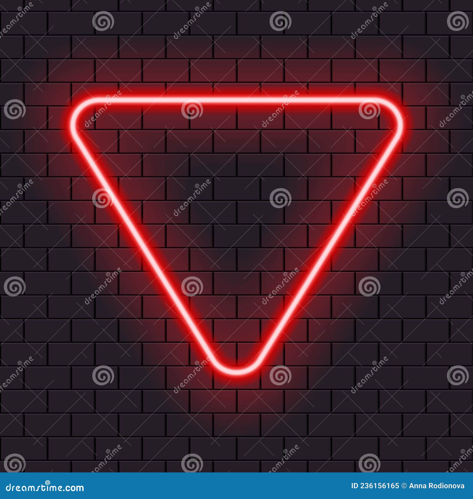 Bright Red Triangle Neon Frame on a Dark Brick Wall Stock Vector ...