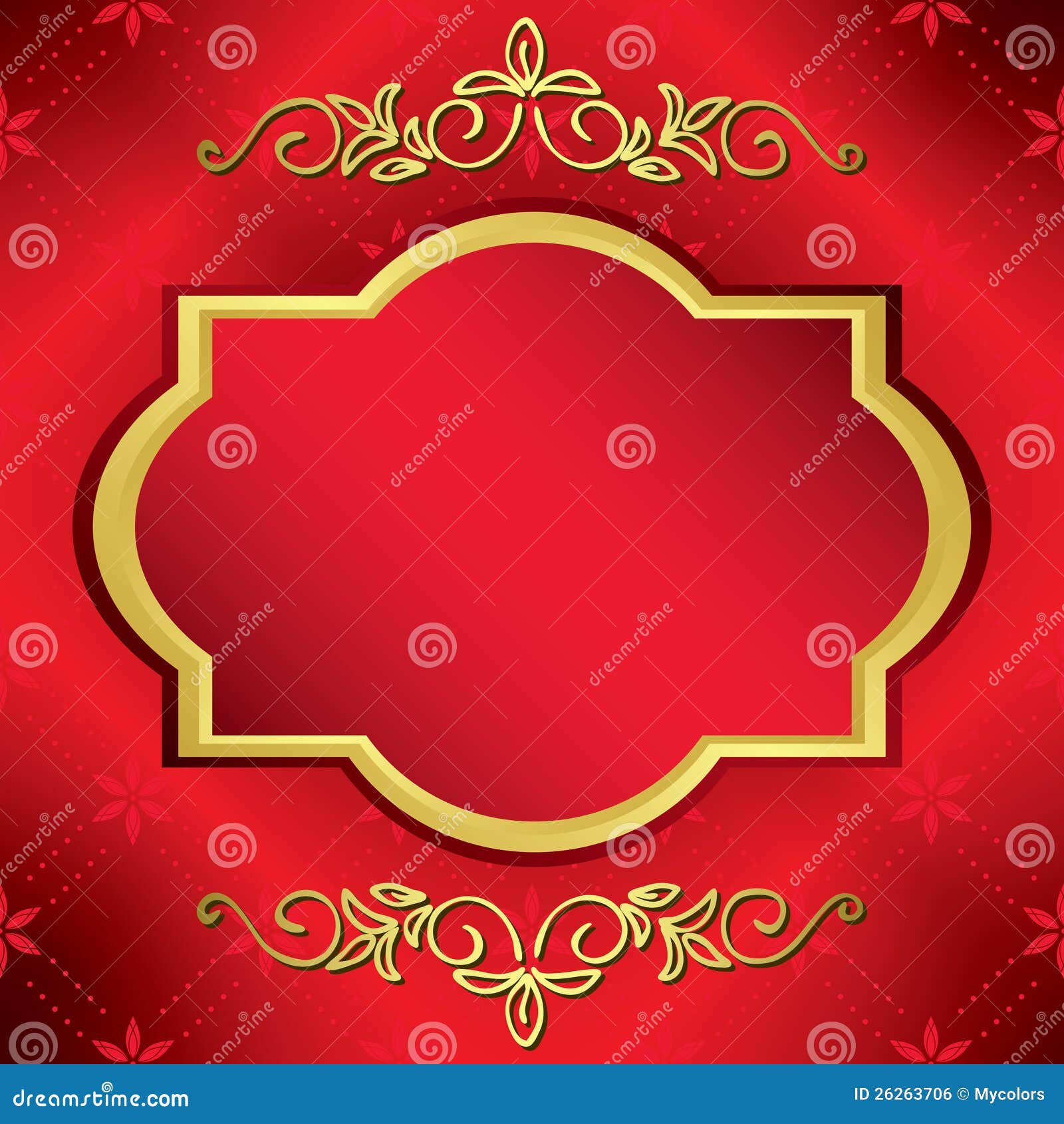 Bright Red Vector Card with Center Gold Frame Stock Vector ...