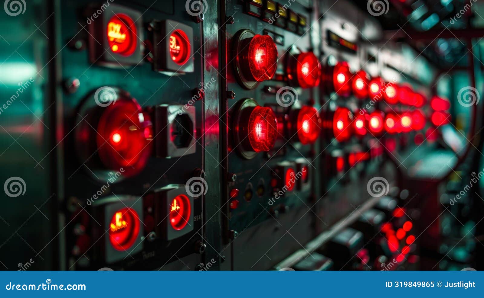 Bright Red Warning Lights Flickering on the Control Panel Signaling ...