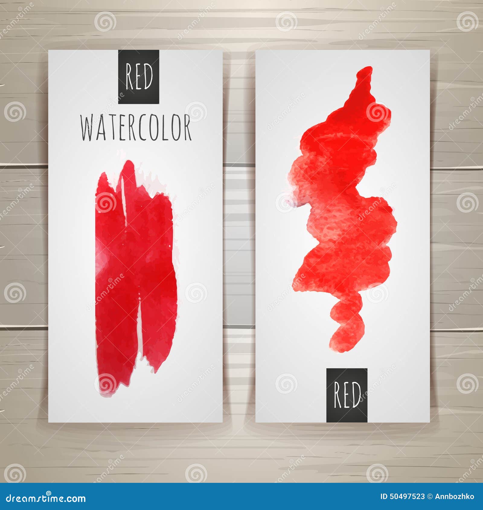 Bright Red Watercolor Brush Strokes. Stock Vector - Illustration of ...