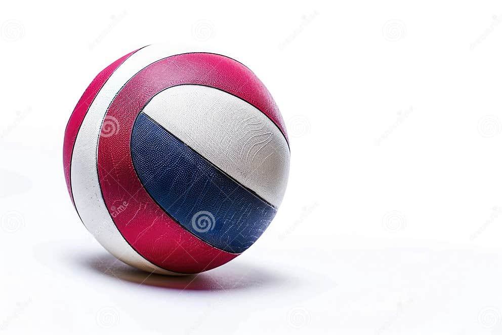 A Bright Red, White, and Blue Ball Sits on a White Surface Stock Photo ...