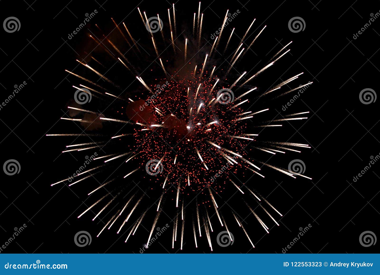 Bright Red-yellow Explosion of Fireworks. Stock Image - Image of event ...