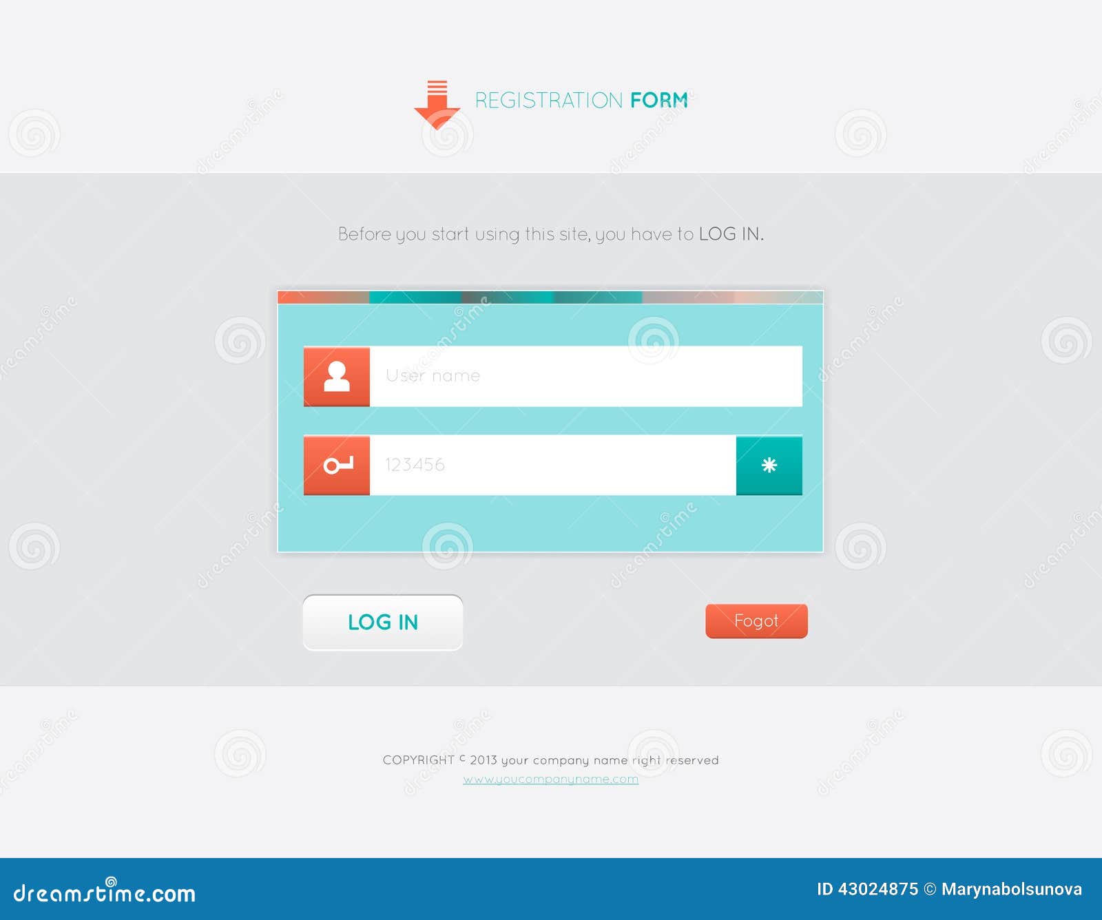 Log In And Registration Form. Template For Sign In And Sign Up. Blank ...