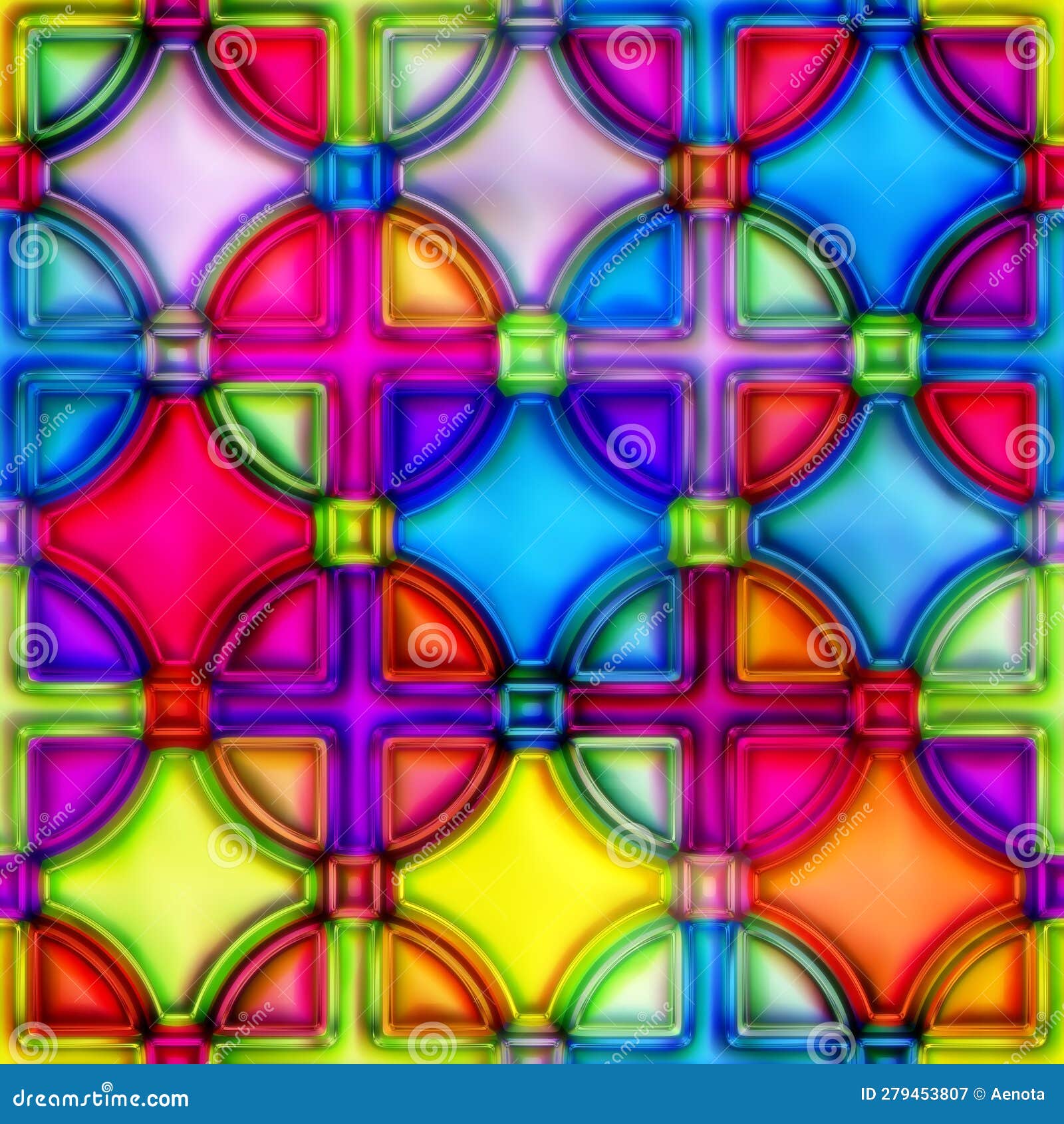Bright Repeating Stained Glass Geometric Pattern Stock Illustration ...