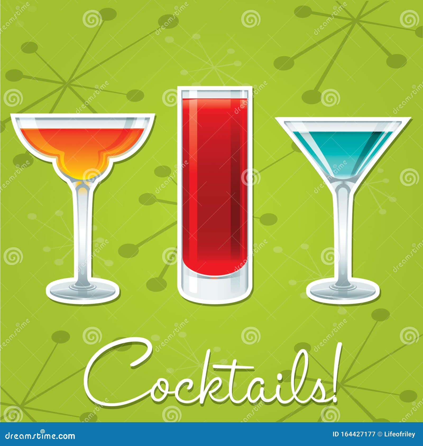 Bright Retro Cocktail Sticker Card Stock Vector - Illustration of ...