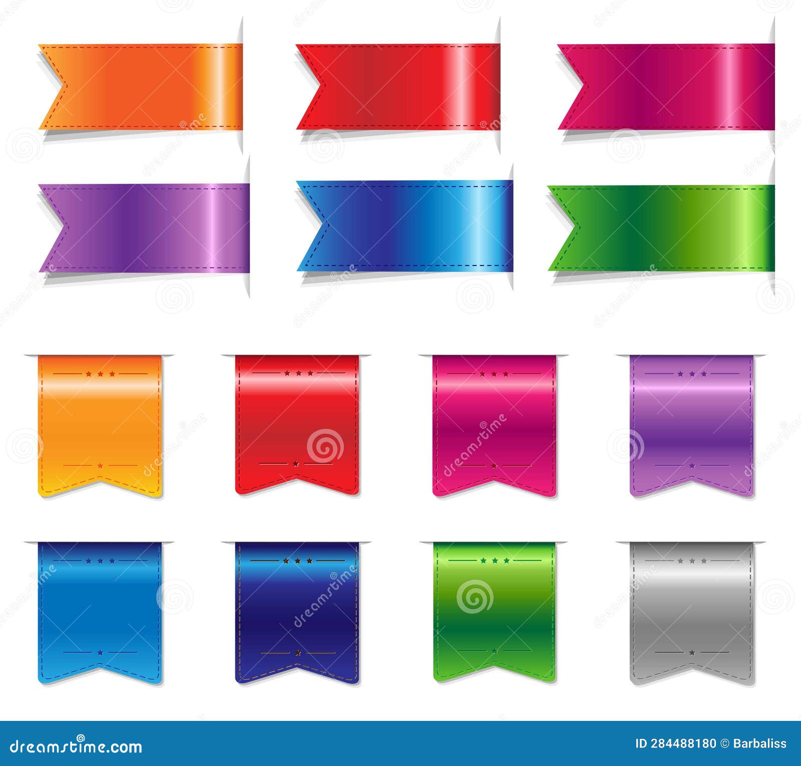 Bright Ribbons Set Isolated White Background Stock Vector ...