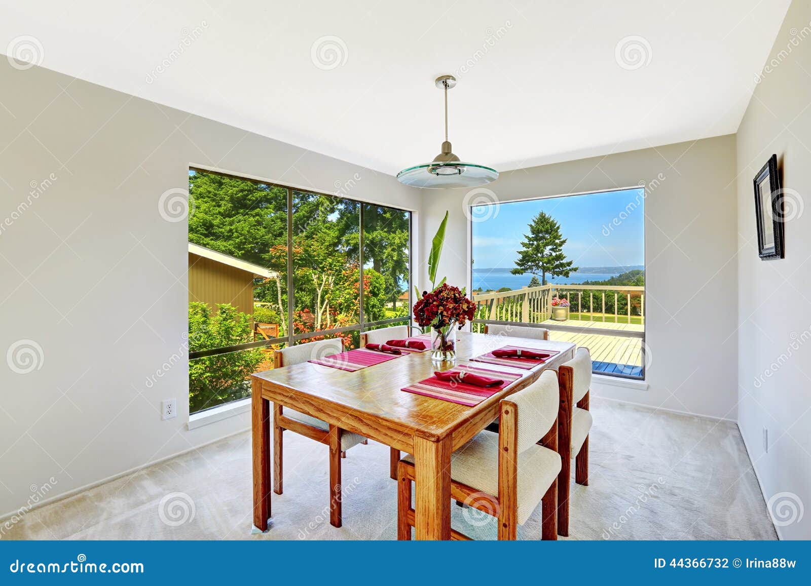 Bright Room with Dining Table Set and Beautiful Window View Stock Photo ...