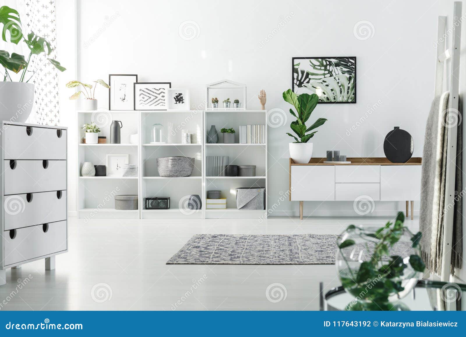 Bright room interior stock photo. Image of modern, couch - 117643192