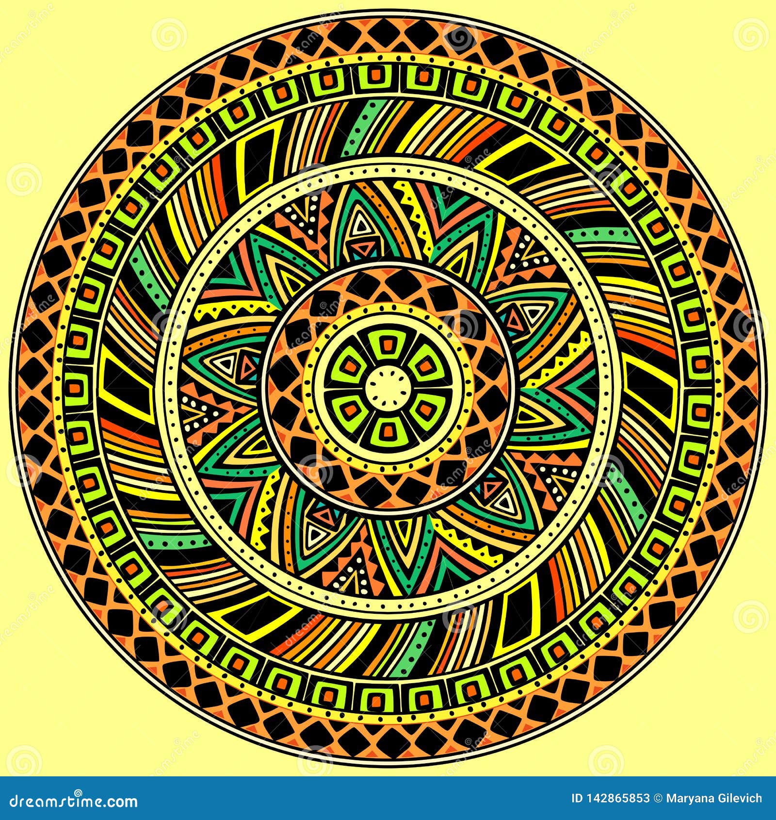 Bright Round Ethnic Pattern Stock Vector - Illustration of caveman ...
