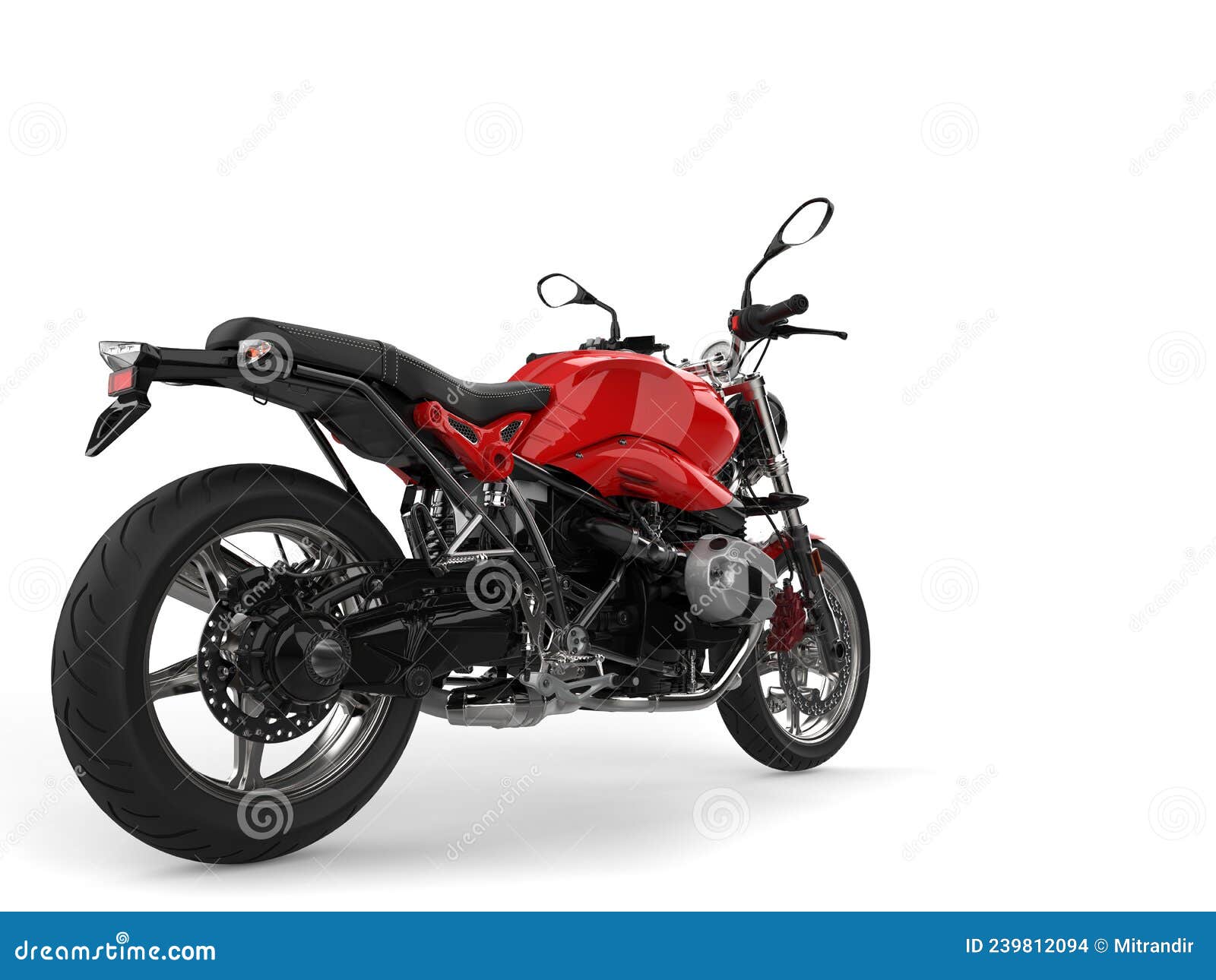 Bright Scarlet Red Modern Motorcycle - Tail View Stock Illustration ...