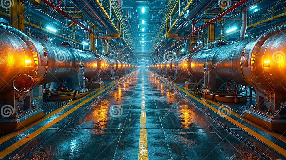 Bright Scene Machines Carefully Selecting Pipeline Stock Image - Image ...