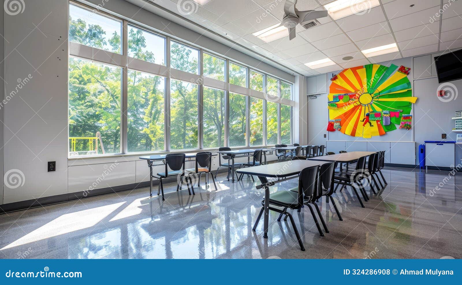 Bright school classroom stock illustration. Illustration of theater ...