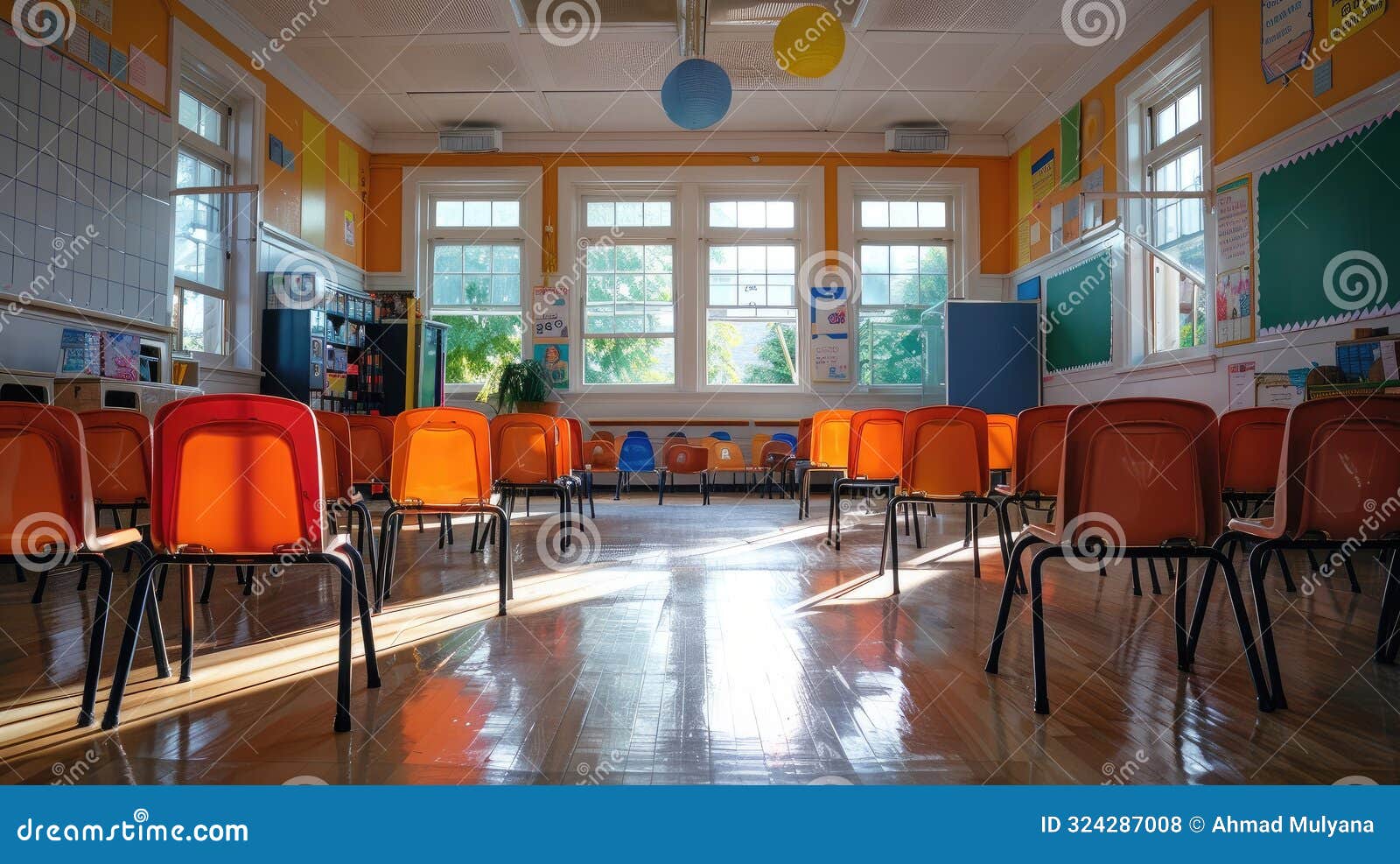 Bright school classroom stock illustration. Illustration of repetition ...