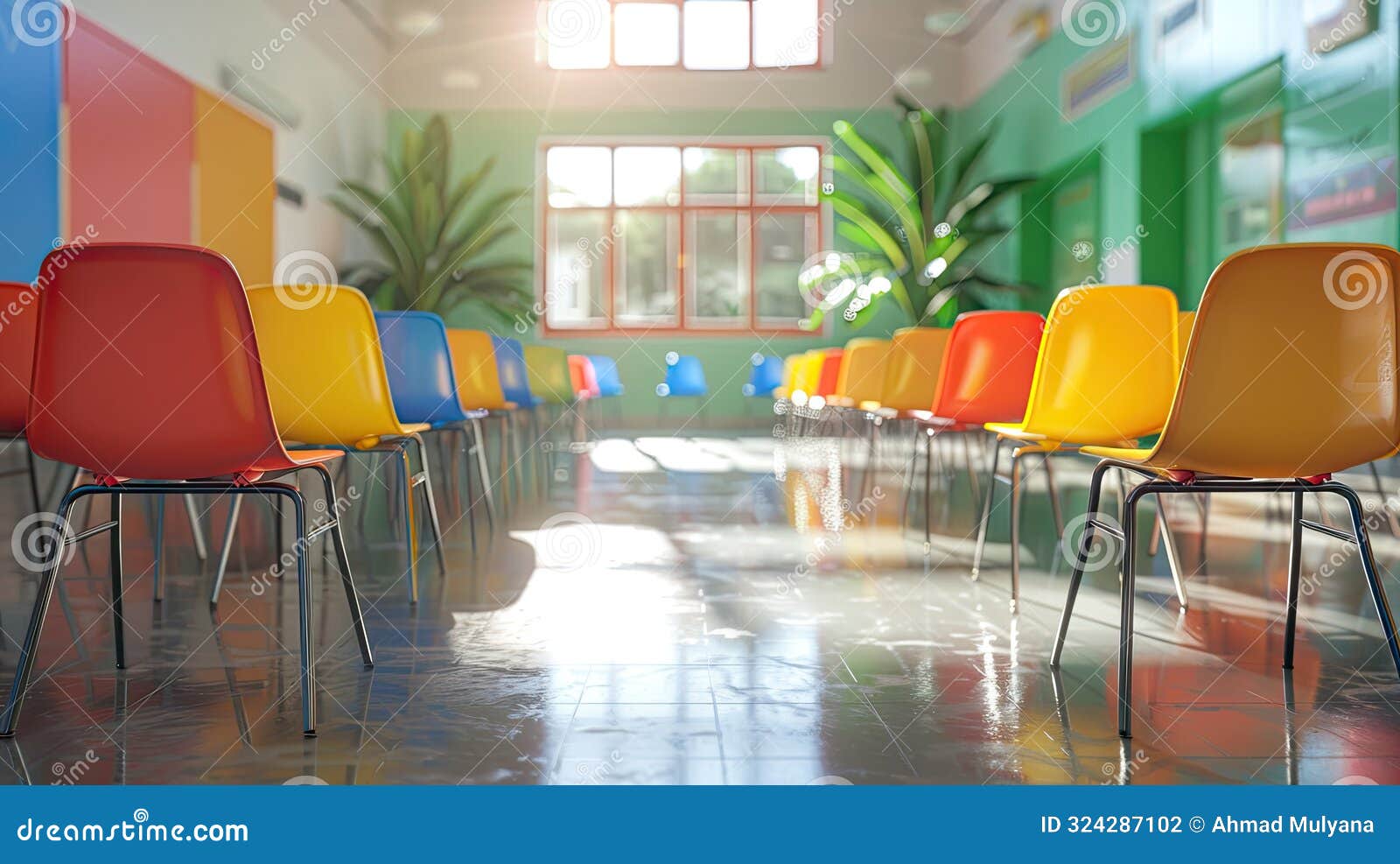 Bright school classroom stock illustration. Illustration of street ...