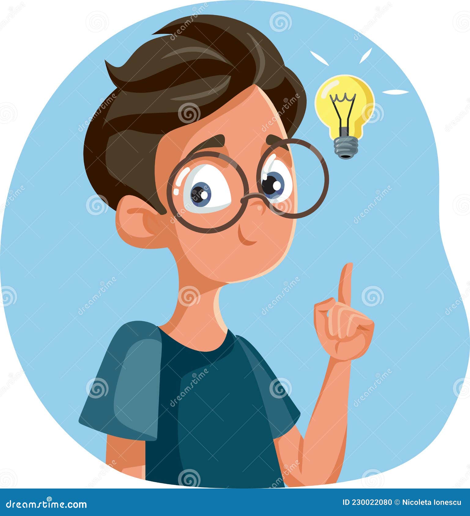 Male Student Having a Brilliant Idea Vector Cartoon Stock Vector ...