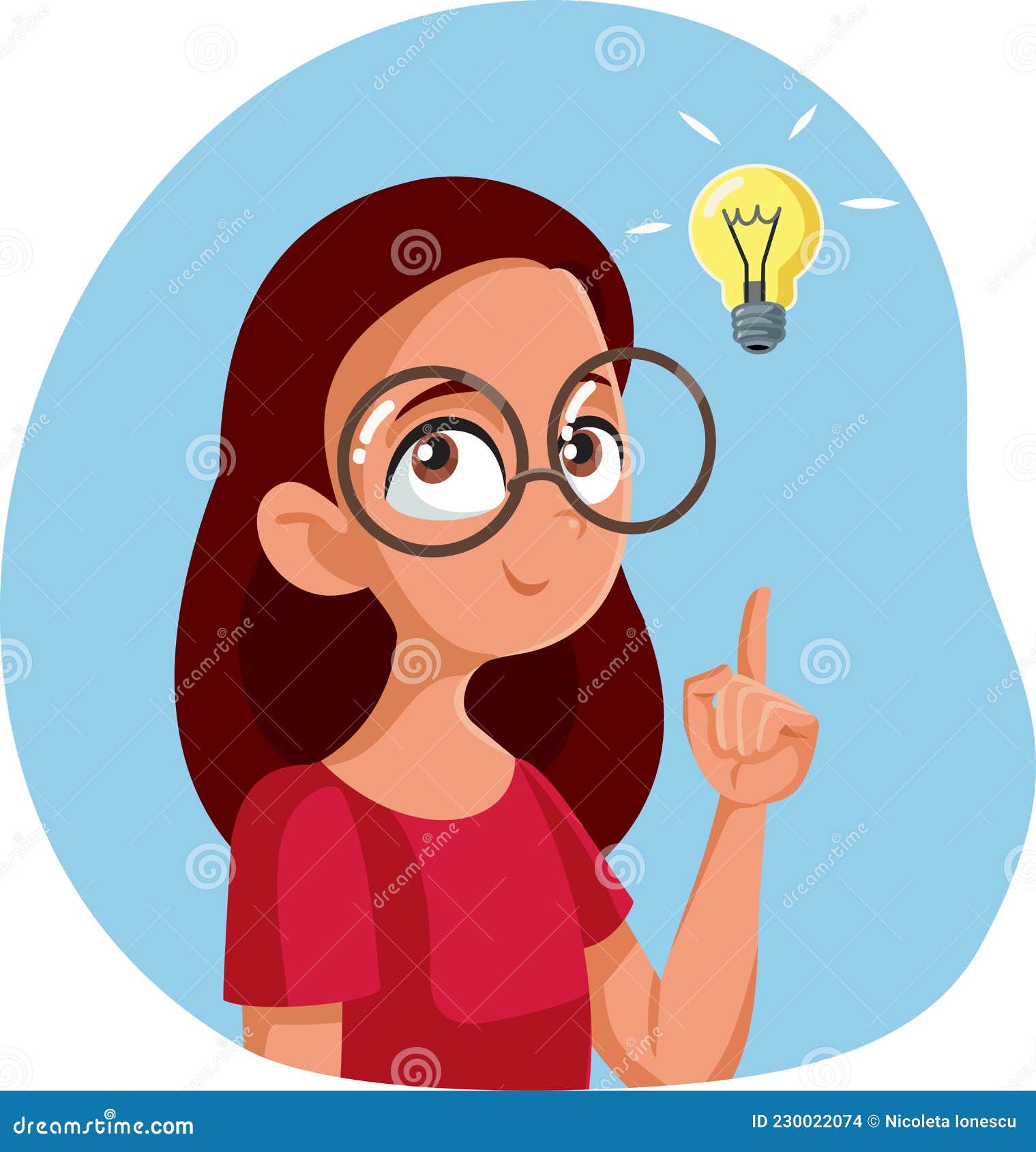 Female Student Having a Brilliant Idea Vector Cartoon Stock Vector ...