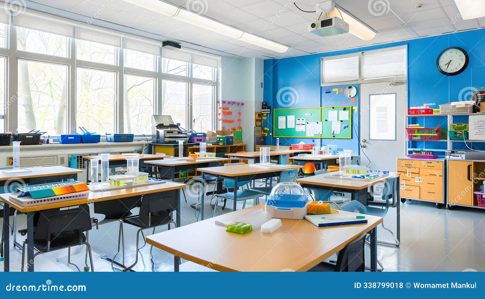 Bright Science Classroom Setup for Experiments Stock Illustration ...