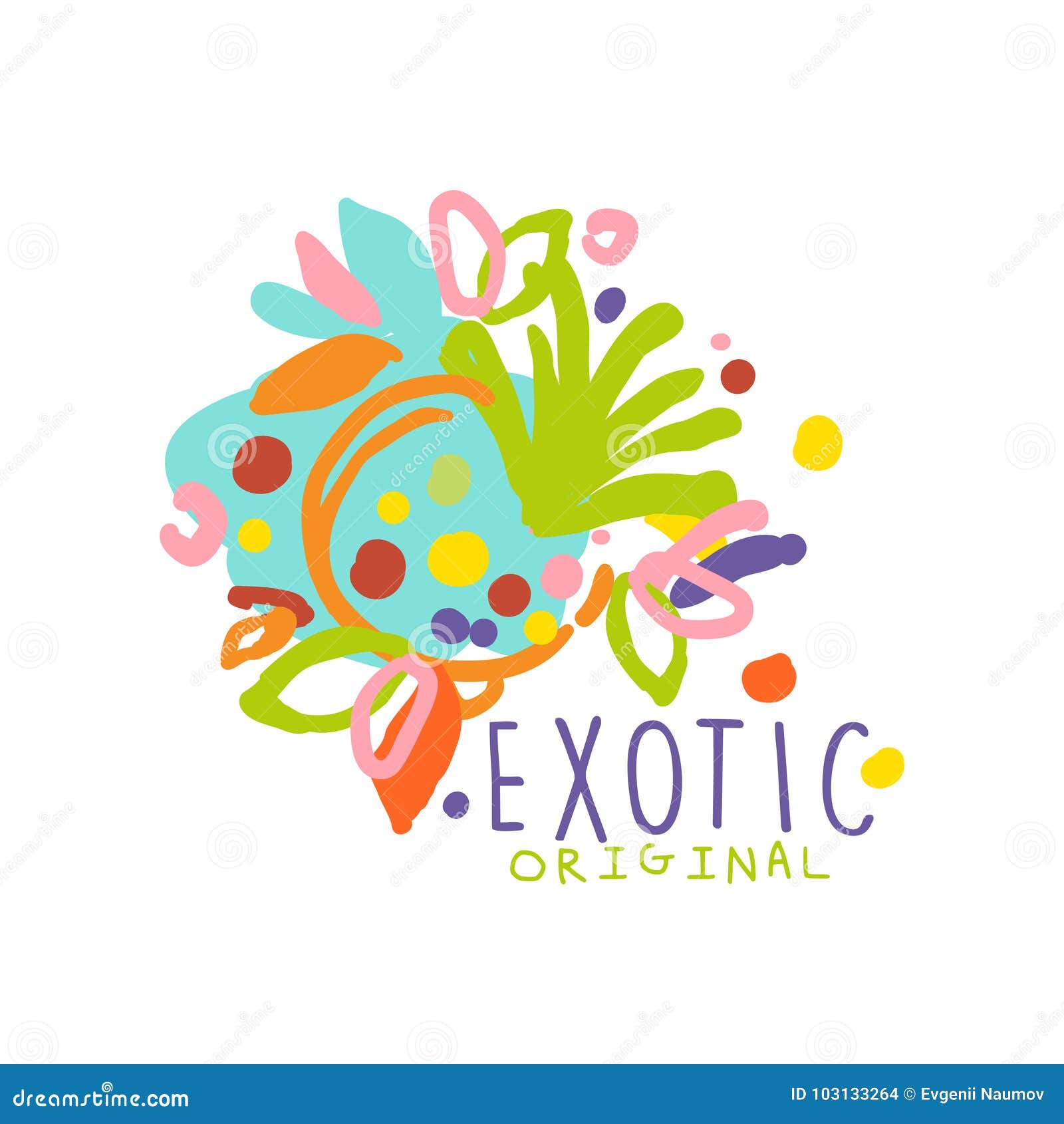 Exotic Logo Original Design Collection With Bright Shapes Vector Set ...