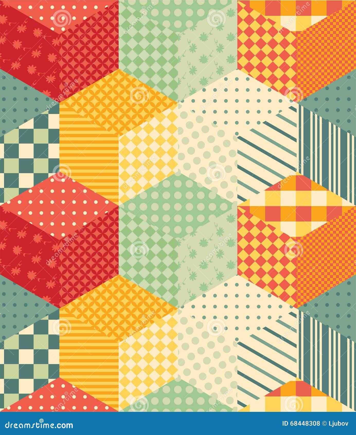 Bright Seamless Patchwork Pattern from Colorful Cubes. Stock Vector - Illustration of ornate ...