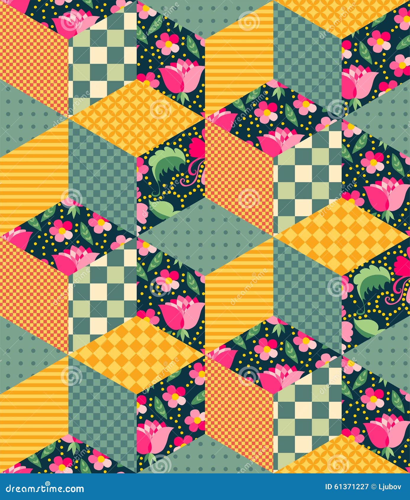 Bright Seamless Patchwork Pattern from Different Colorful Elements ...
