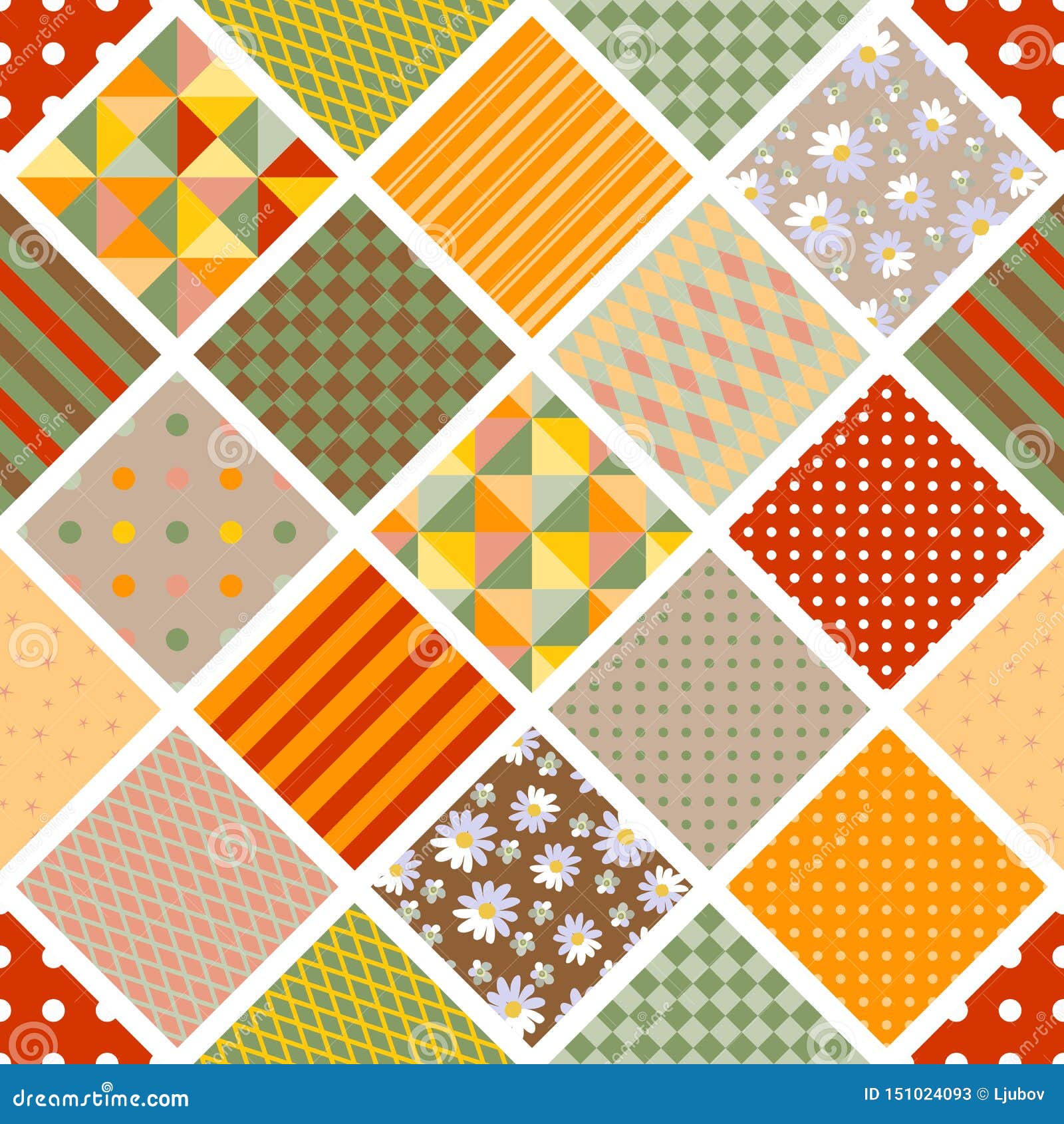 Bright Seamless Patchwork Print with Different Patterns - Floral and ...