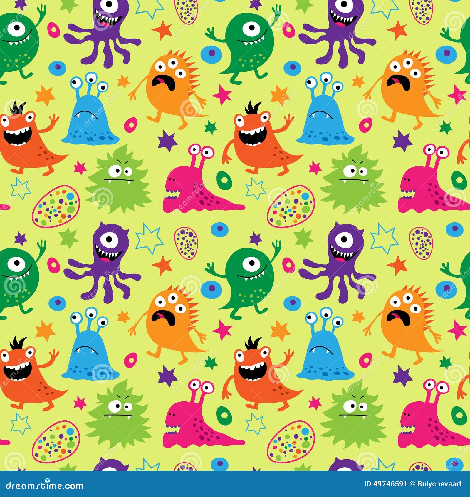 Bright Seamless Pattern with Aliens Stock Vector - Illustration of ...
