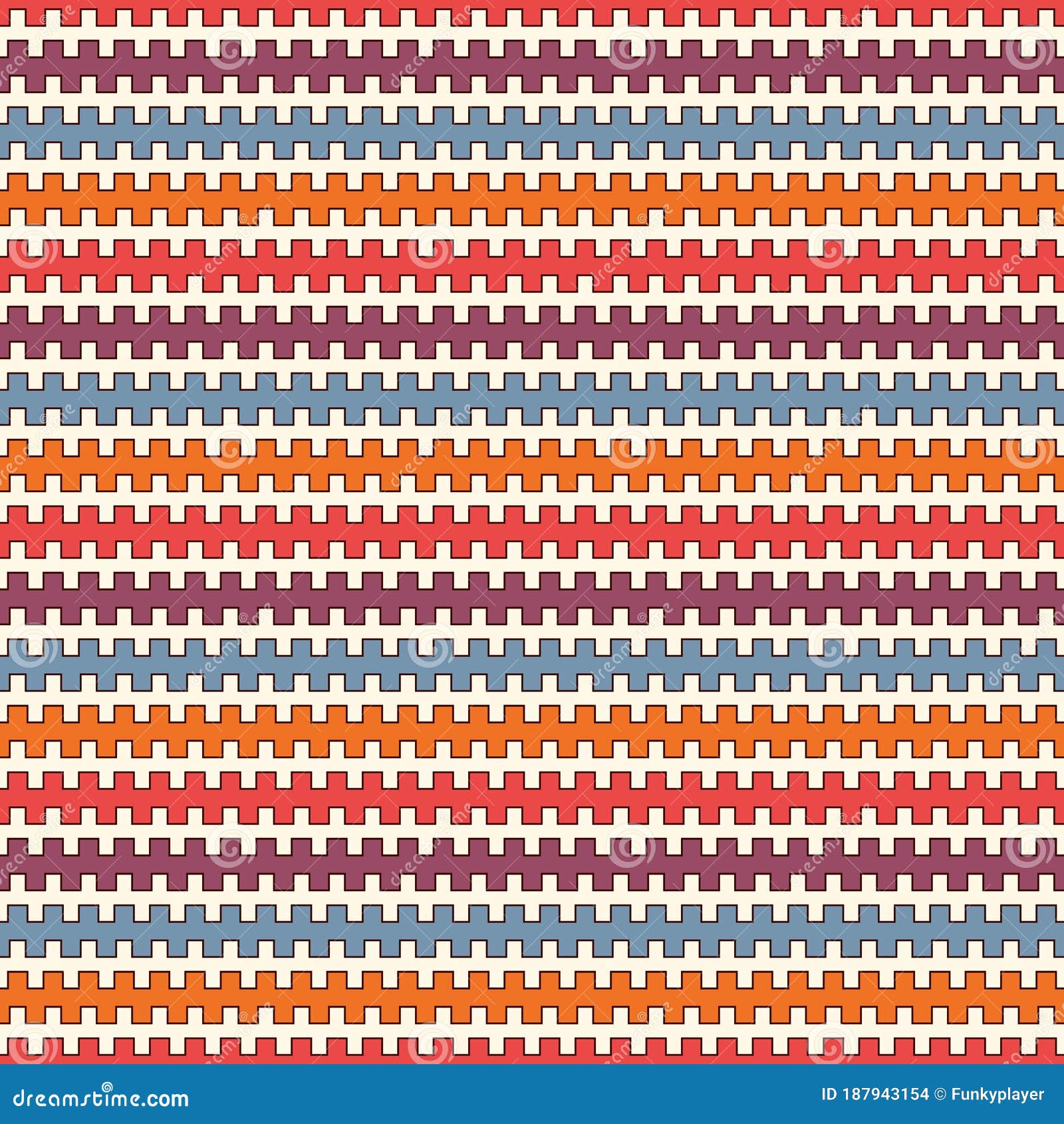 Bright Seamless Pattern With Battlement Curved Lines. Repeated ...